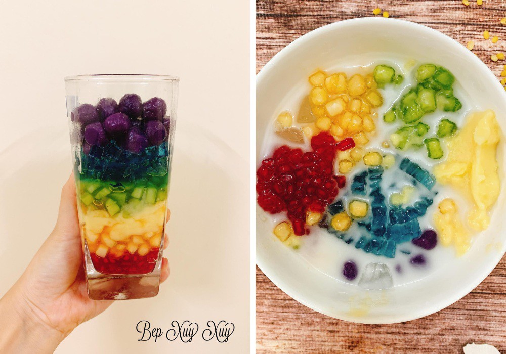 Cách làm chè sương sa hạt lựu cầu vồng giải nhiệt mùa hè