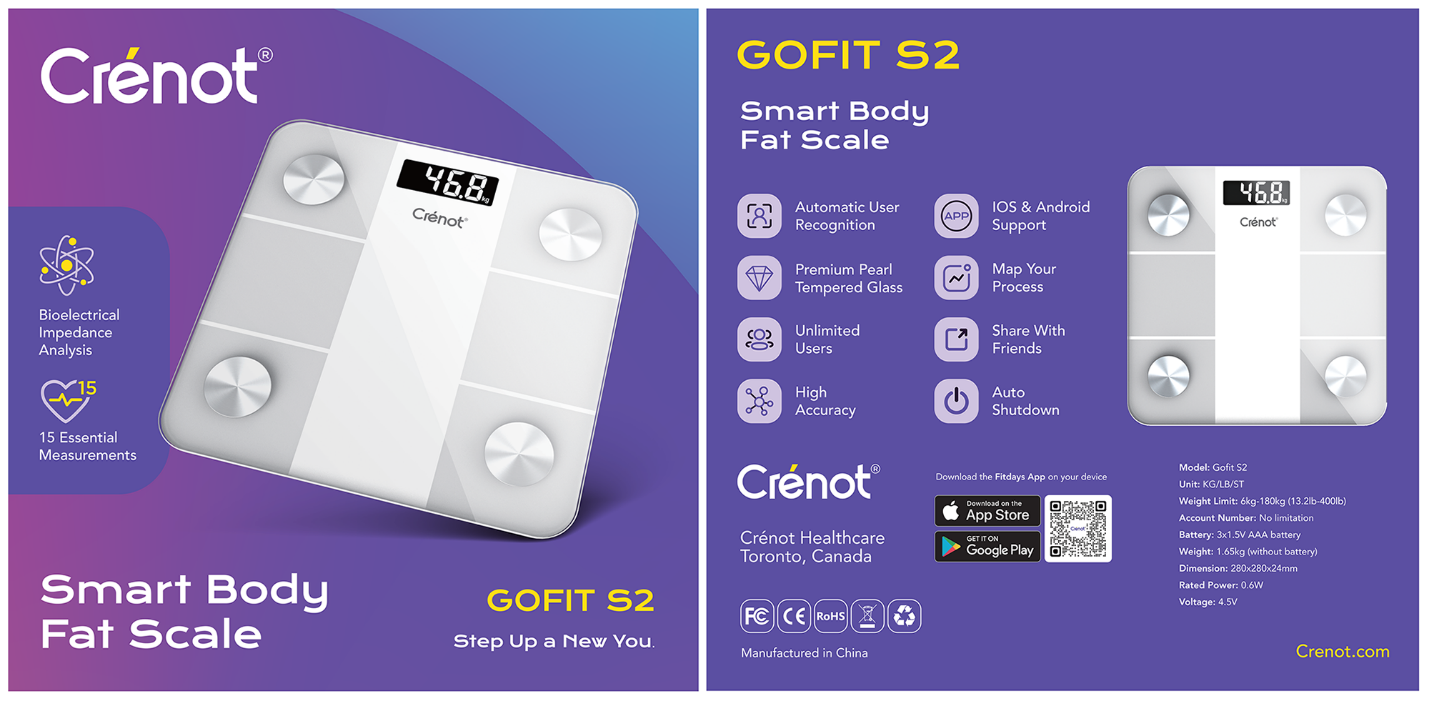 Cân sức khỏe điện tử thông minh Crenot Gofit S2 tiết lộ sự thật ít biết về cơ thể bạn